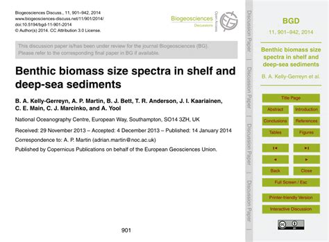 PDF Benthic Biomass Size Spectra In Shelf And Deep Sea Sediments