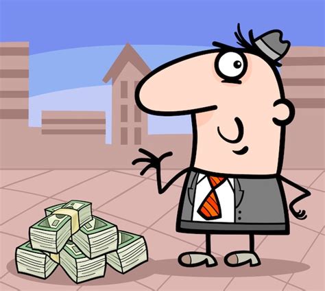 Geschäftsmann Mit Geld Cartoon Illustration Premium Vektor