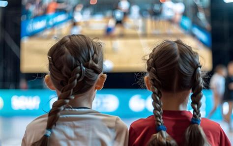 Dos Chicas Jóvenes Con El Cabello Trenzado Miran Un Juego De Baloncesto