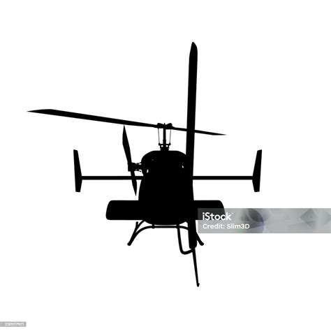 Helicopter Black Silhouette Isolated Copter Icon Vector Illustration On