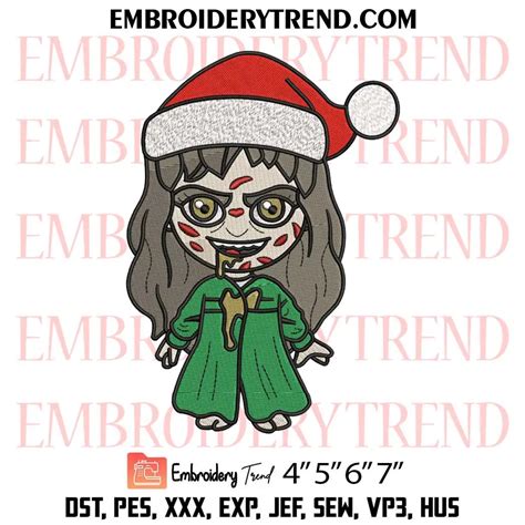 Chibi Regan Macneil Christmas Embroidery Design Horror Movie Machine