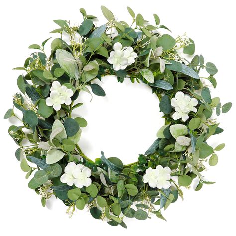 Weldomcor 20 Inch Green Eucalyptus Leaf Wreath Spring Summer Front