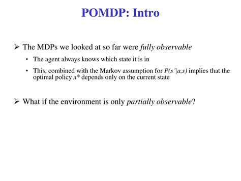 Ppt Computer Science Cpsc 502 Lecture 14 Partially Observable Markov