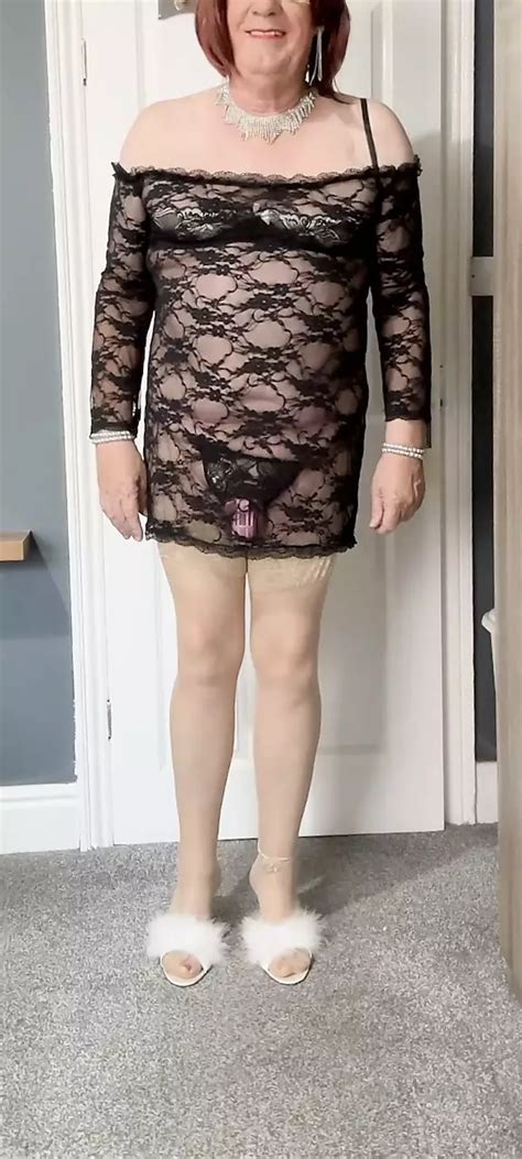 Tvrose Crossdresser Em Vestido Preto Net Com Gaiola Rosa Maricas Xhamster