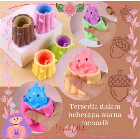Jual Mainan Squish Popup Tunggul Pohon Jahat Tupai Cangkir Dekompresi