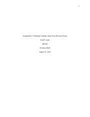HIS110 Assignment2 Docx 1 Assignment 2 Thinking Critically About