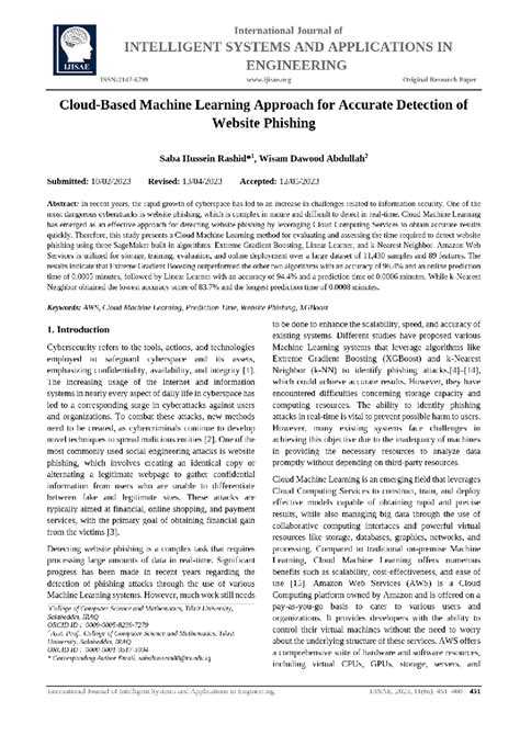 View Of Cloud Based Machine Learning Approach For Accurate Detection Of