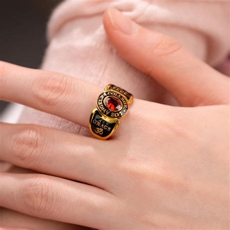 Custom Birthstone Class Ring For High School College Personalized