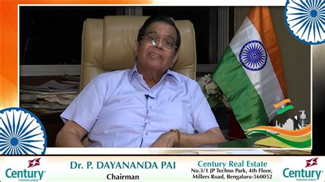 Century Real Estate Chairman Dr P Dayananda Pai Speaking About 75th