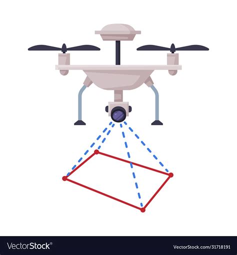 Drone Guadrocopter Geodetic Survey Engineering Vector Image