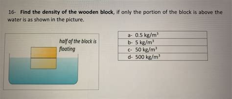 solved 16 find the density of the wooden block if only the