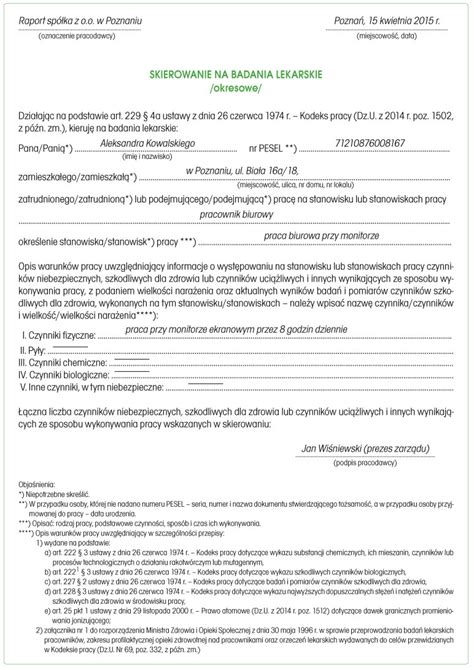 Skierowanie Na Badanie Lekarskie Od Kwietnia R Infor Pl
