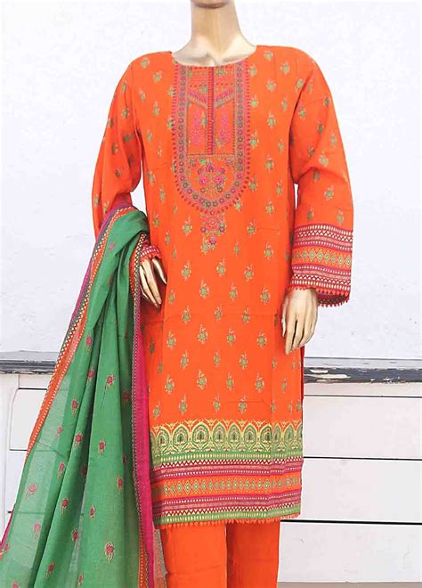 Smle 024 3 Piece Embroidered Stitched Suit Bin Saeed Fabrics