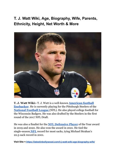 PPT T J Watt Wiki Age Biography Wife Parents Ethnicity Height