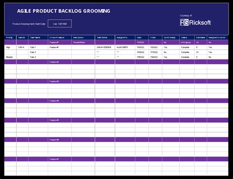 Agile Product Backlog Excel Template