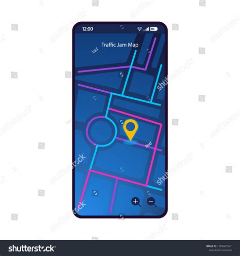 Traffic Jam Map Smartphone Interface Vector Stock Vector Royalty Free 1383965591