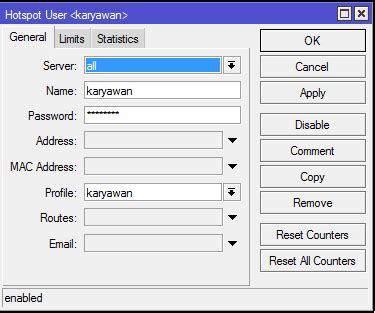 Tutorial Konfigurasi Manajemen User Hotspot