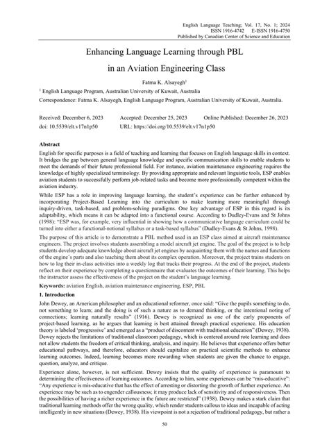 Pdf Enhancing Language Learning Through Pbl In An Aviation