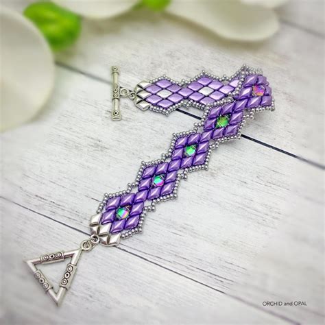 Beading Pattern Backlit Gemduo Bracelet Tutorial Orchid And Opal