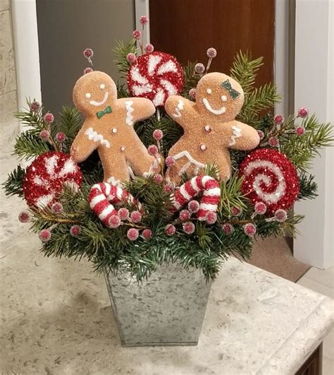 Festive Christmas Centerpiece With Gingerbreads And Candy Canes