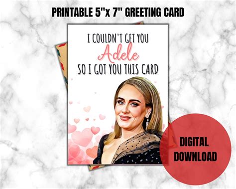 Adele Card I Couldnt Get You Adele Card Adele Merch Adele Print