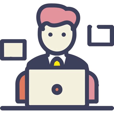 Premium Vector Man In A Suit Working With His Computer Icon Broken Line