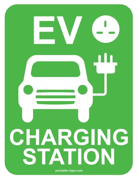 Ev Charging Station Sign Printable Signs