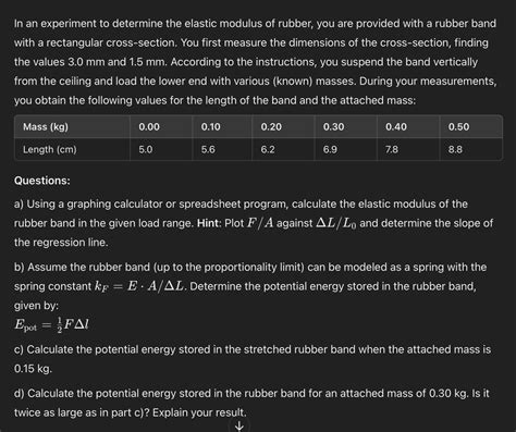Solved In An Experiment To Determine The Elastic Modulus Of