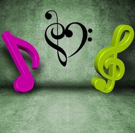 Treble Clef Heart Sign Bass Clef Heart Music Wall Decal Hearts Decor