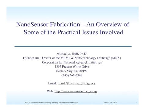 PDF NanoSensor Fabrication An Overview Of Some Of The