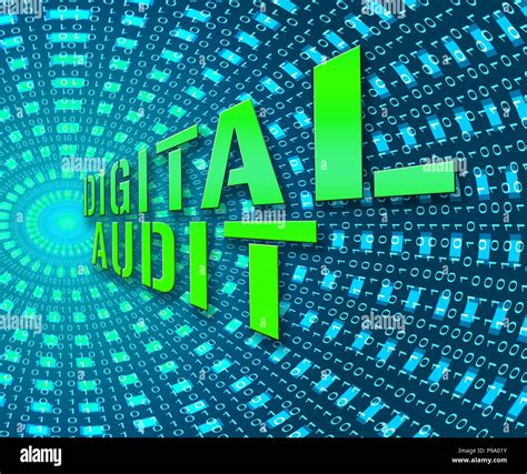 Digital Audit Cyber Network Examination 3d Illustration Shows Analysis By Auditor Of Digital