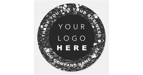 Logo Name Web Thank You Shop Glitter Black White Classic Round Sticker