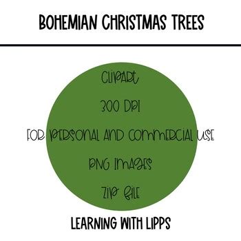 Boho Christmas Trees Clipart Commercial Use By Learningwithlipps