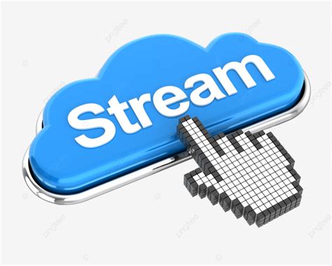 Clicking On Cloud Streaming Button3d Render Cursor Internet Isolated