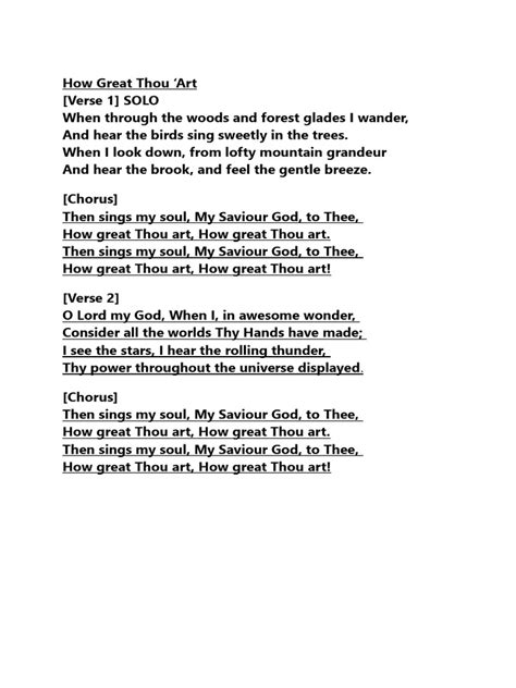 How Great Thou Art Lyrics Pdf