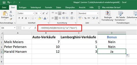 Excel UND Funktion am Beispiel erklärt