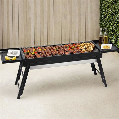 Grillz 89cm Width Bbq Grill Charcoal Smoker Foldable Camping Outdoor