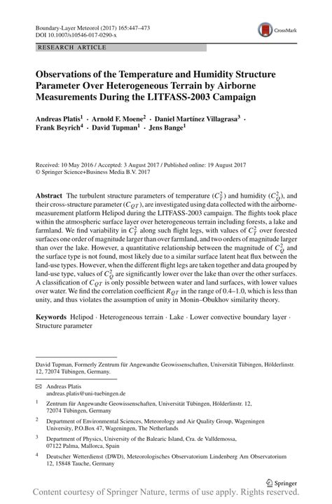 Observations Of The Temperature And Humidity Structure Parameter Over Heterogeneous Terrain By