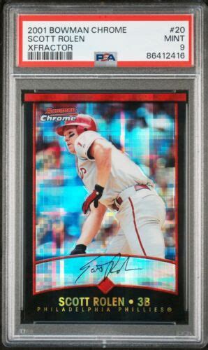 2001 Bowman Chrome Xfractor 20 Scott Rolen Psa 9 Mint Pop 1 Highst