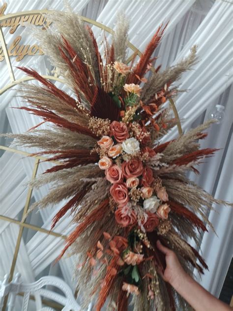 Pampass Grass Orange Flower Arch Rust Terracotta Flower Arch Etsy