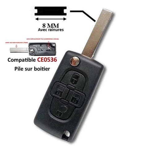 Coque télécommande plip Peugeot lame HU CE portes latérales