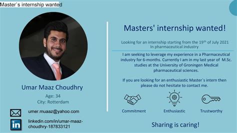 Looking For A Master`s Internship In The Pharmaceutical Industry