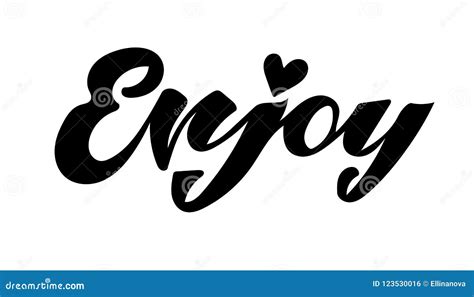 Enjoy Hand Drawn Text Lettering With Heart Stock Vector Illustration