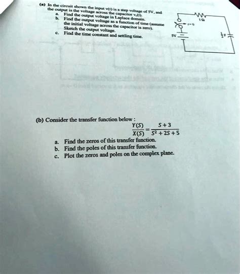 Solved The Output Is The Voltage Across The Capacitor Vt Find The Output Voltage In Laplace