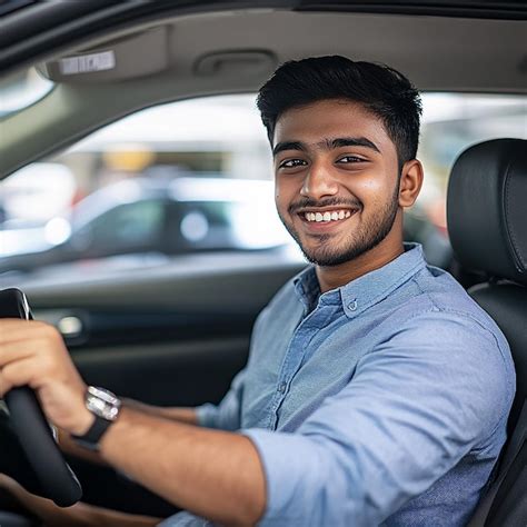 Attractive Male Driver Using The Gps Navigation Map On The Car