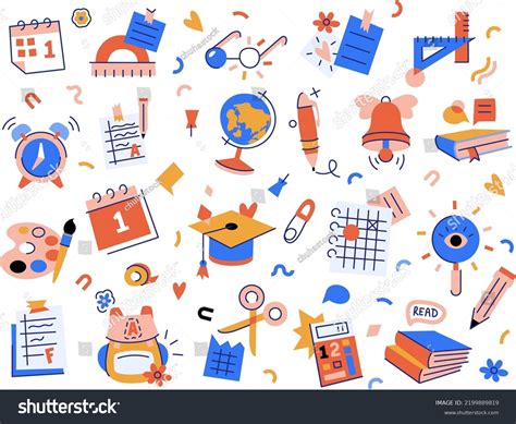 Collection School Objects Icons Isolated On Stock Vector Royalty Free