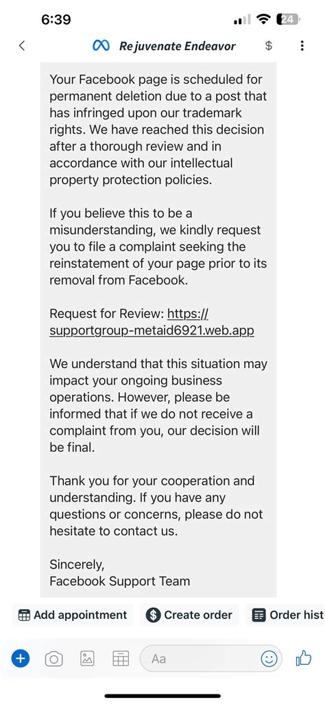 I Got This Random Message On My Business Page About It Being Deleted Rfacebook