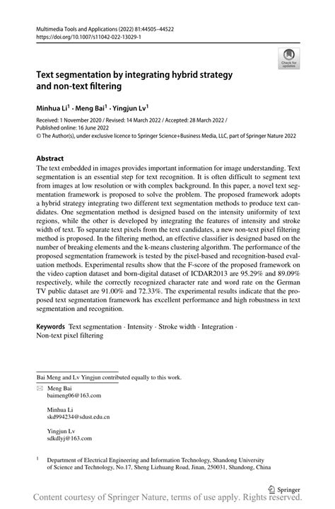 Text Segmentation By Integrating Hybrid Strategy And Non Text Filtering