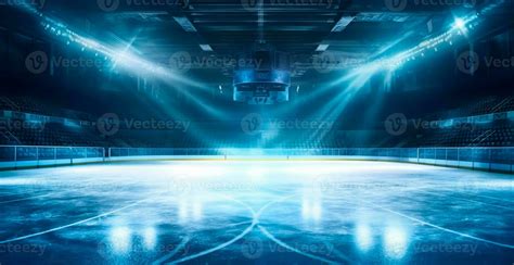 Hockey Stadium Empty Sports Arena With Ice Rink Cold Background With