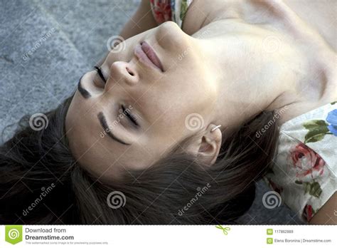 Face Of A Beautiful Girl With Closed Eyes Stock Image Image Of